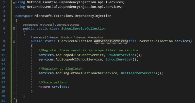 Extension Method To Split Services Registrations Dependency Injection Net Core Part Iii